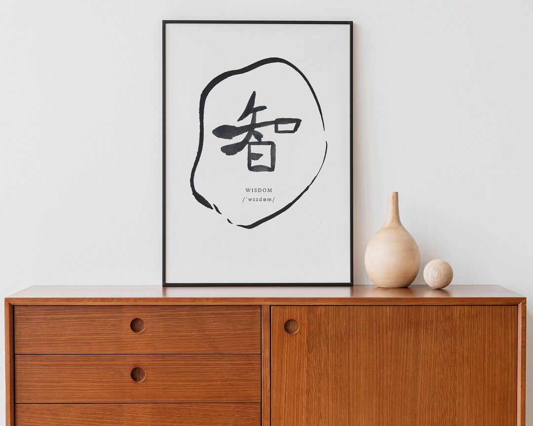 Kanji WISDOM Character, INSTANT DOWNLOAD, Zen Print, Kanji Wall Art ...