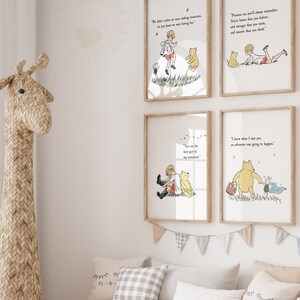 SET of 4 Vintage Winnie the Pooh Quote, PRINTED & SHIPPED, Christening ...