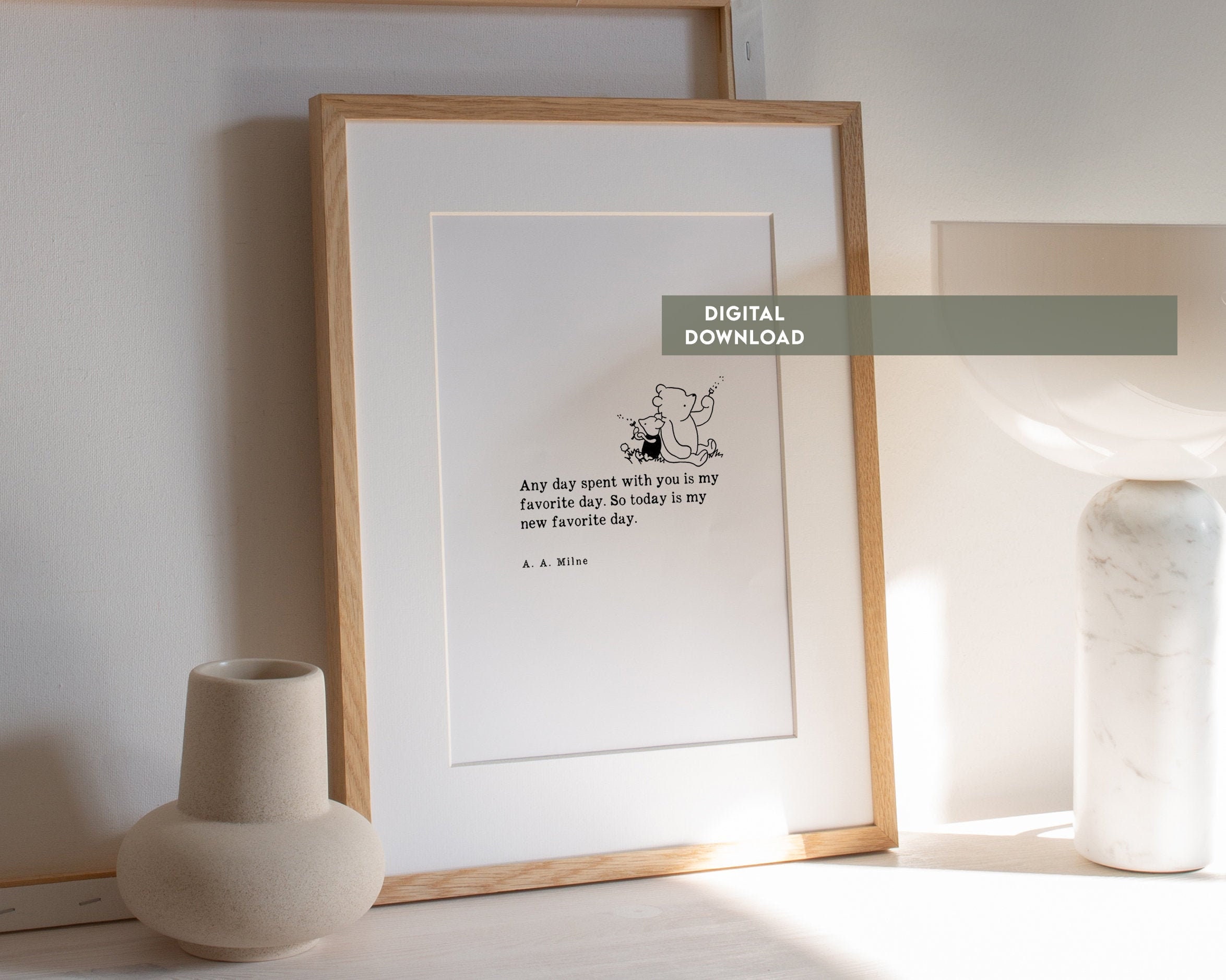 Minimalist Winnie the Pooh Print INSTANT DOWNLOAD Birth | Etsy