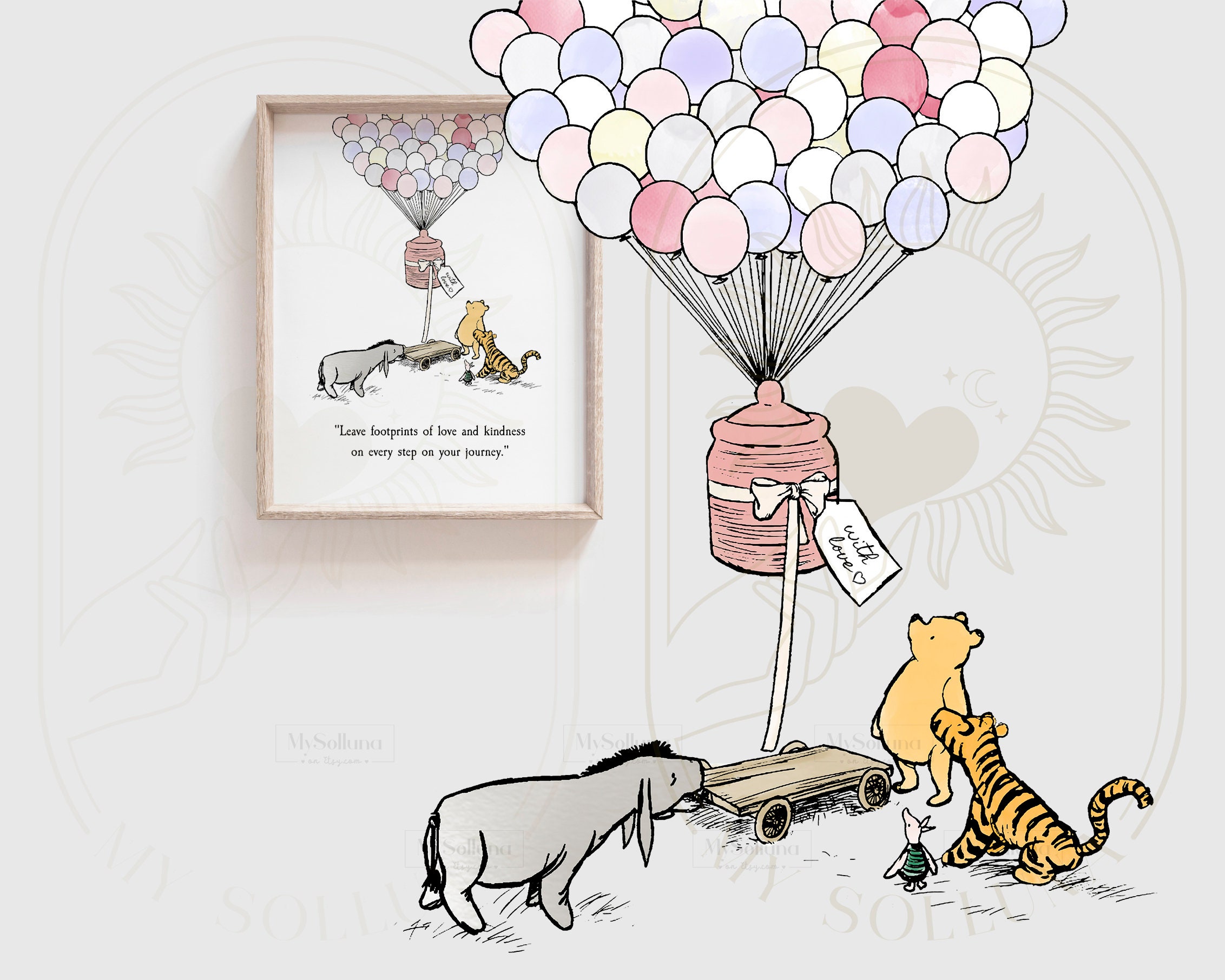 Leave Footprints of Love and Kindness, Winnie the Pooh, Hand-colored ...