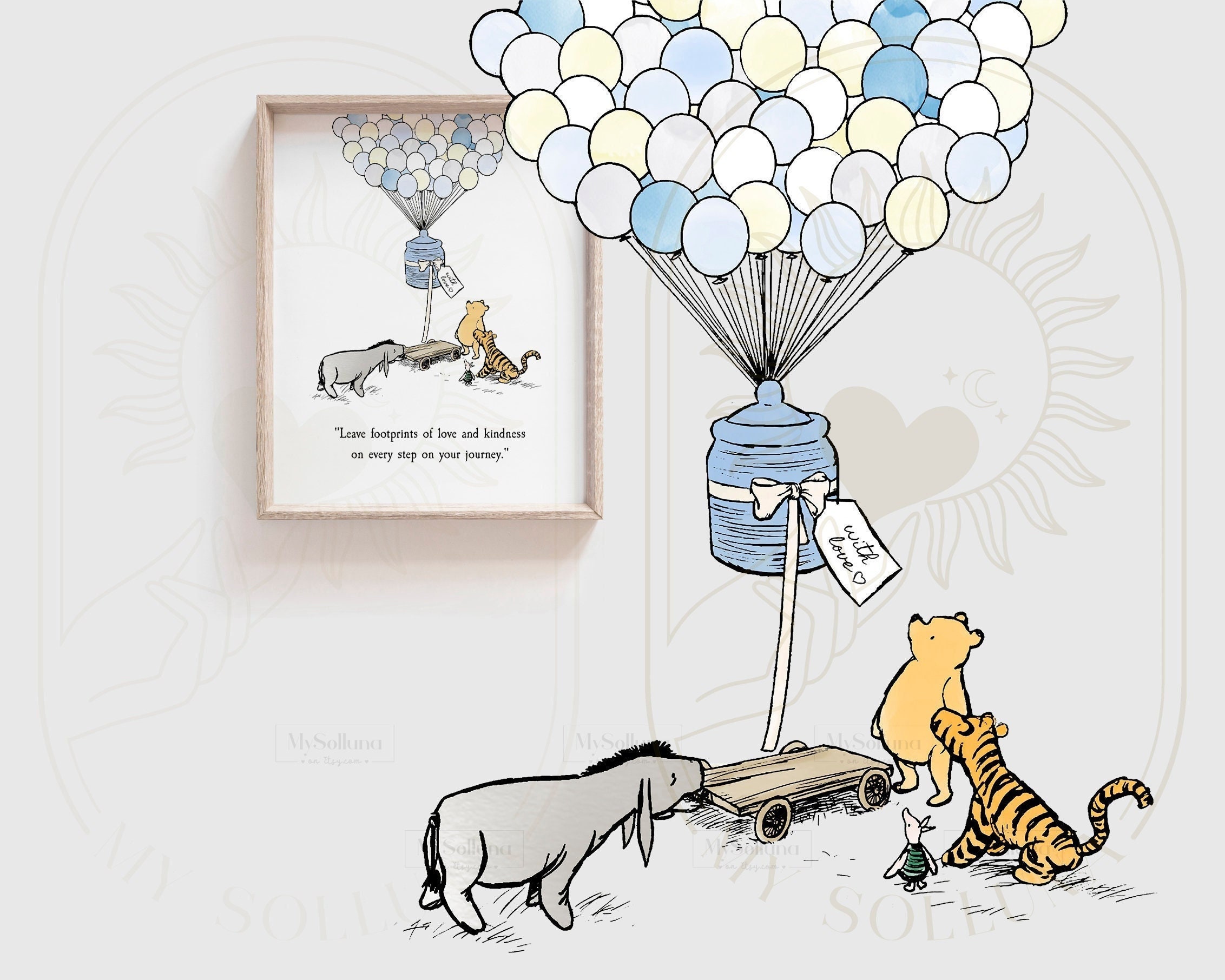 Leave Footprints of Love and Kindness, Winnie the Pooh, Hand-colored ...