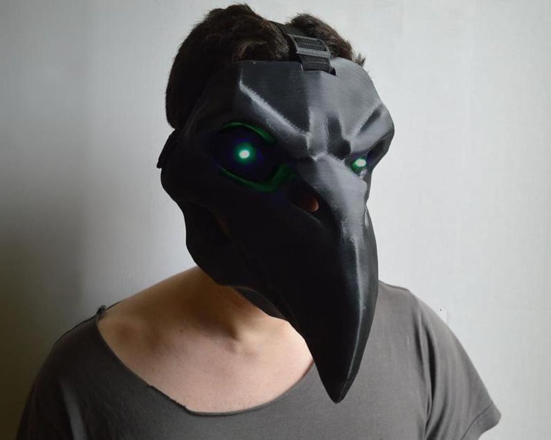 Gothic Crow / Plague Doctor Mask With Straps and LEDS Cosplay Costume ...