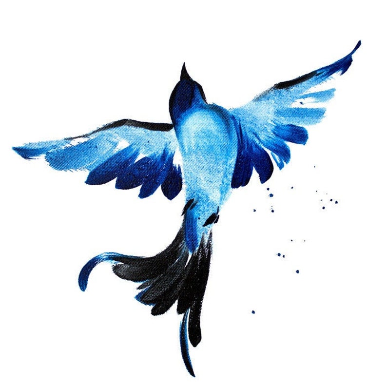 Illustration numérique avec oiseau bleu volant peint à | Etsy Illustration numérique avec oiseau bleu volant peint à | Etsy