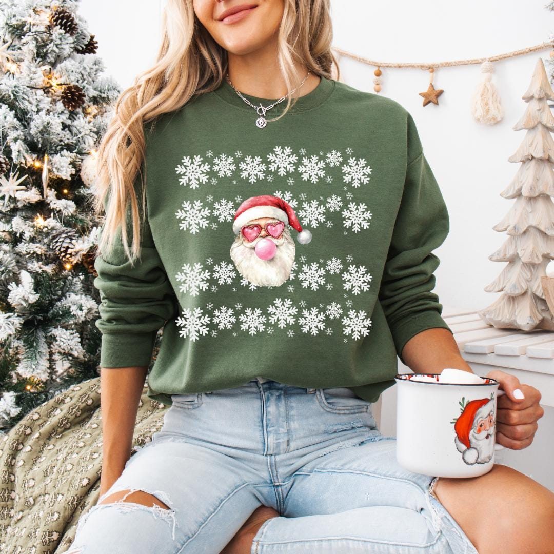 Santa With Snowflakes Digital File PNG, Retro Santa PNG, Winter PNG ...