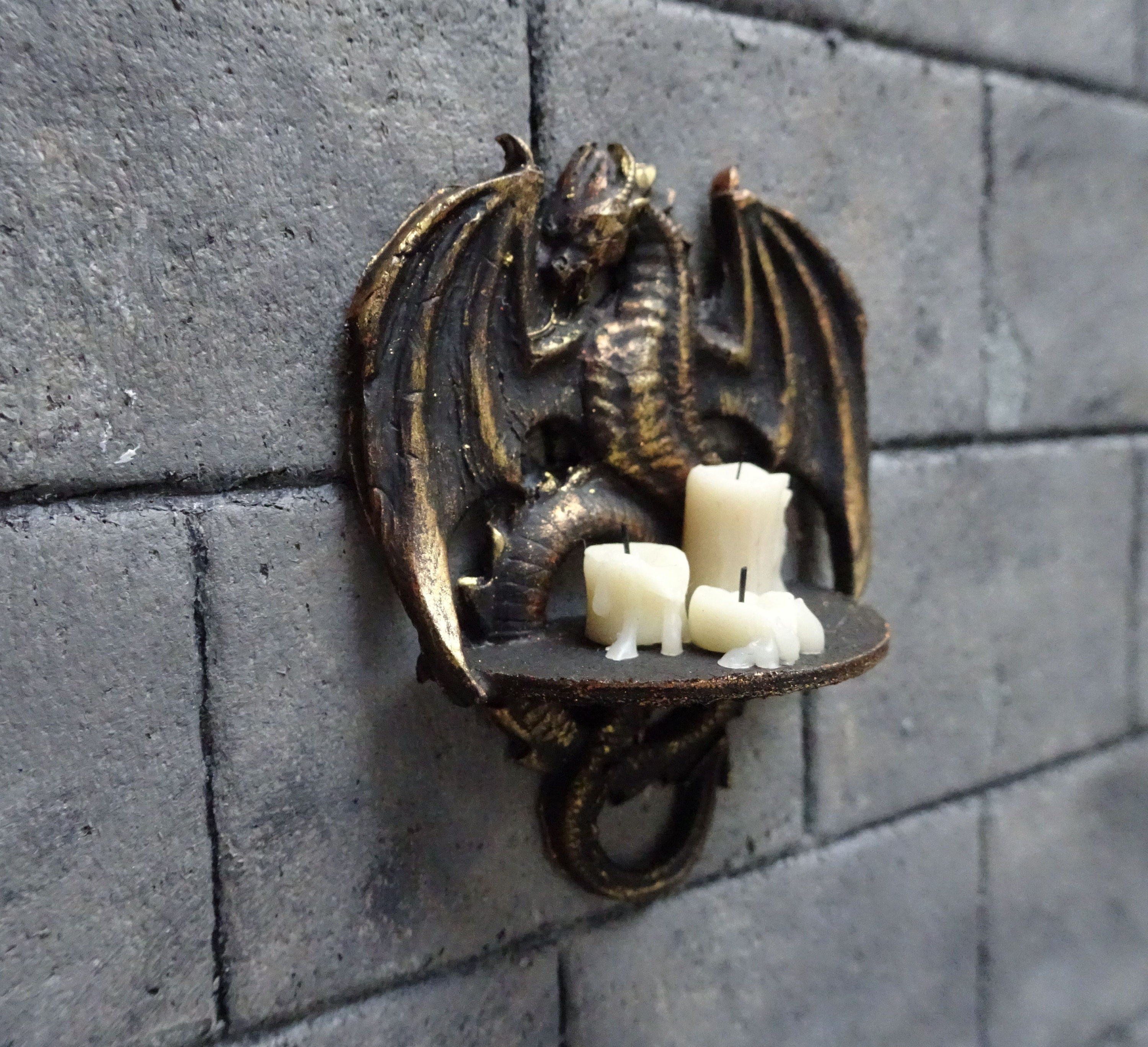 Miniature Dragon Shelf With Candles Haunted Dollhouse - Etsy