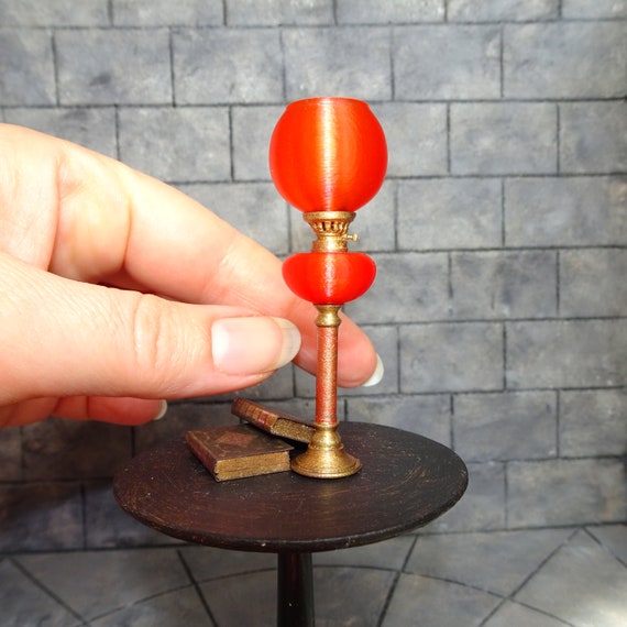 Red Columned Oil Lamp for Dollhouse 1:12 - Etsy