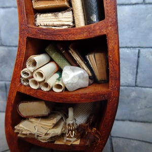 Miniature Wizard Bookshelf With Props, 1:12 Scale Alchemist Cabinet ...