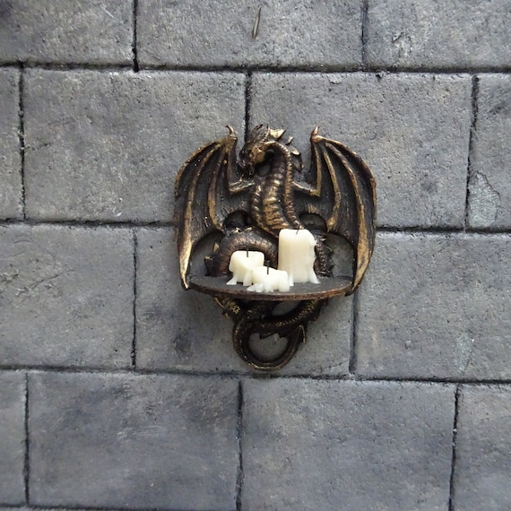 Miniature Dragon Shelf With Candles Haunted Dollhouse - Etsy