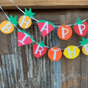 Fruit Theme Birthday, Fruit Theme Party, Happy Birthday Banner, Fruit ...