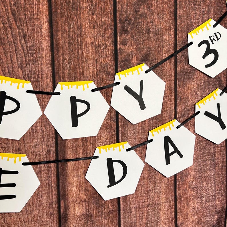 Happy Bee Day Banner, Bee Theme Banner, Bee Theme Birthday, Bee ...