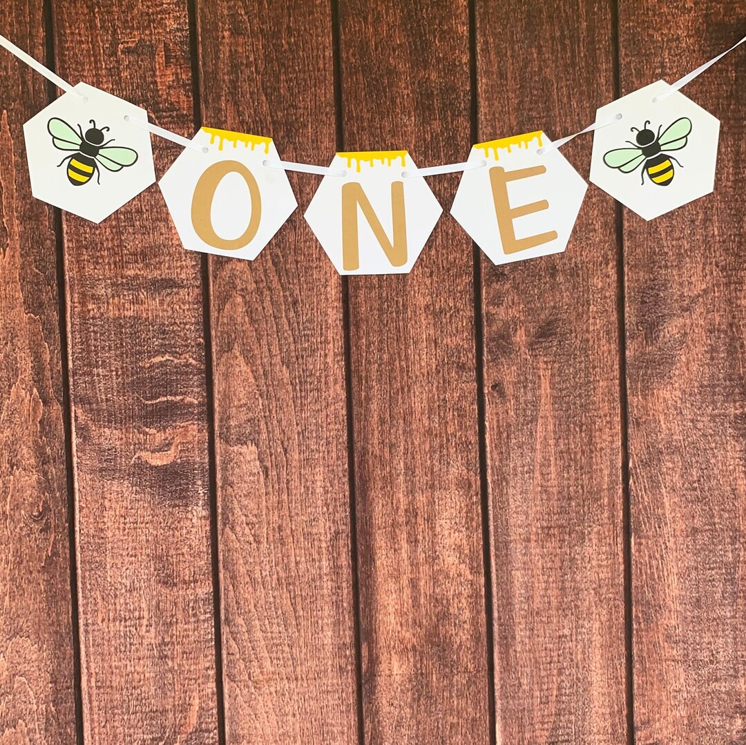 Bee Banner, Bee Theme Birthday, Bee Theme Party, Fun to Bee One, Fun to ...