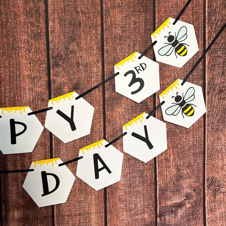 Happy Bee Day Banner, Bee Theme Banner, Bee Theme Birthday, Bee ...