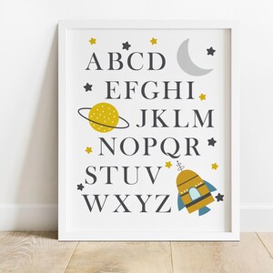 Outer Space Wall Decor, Alphabet Letters and Numbers Art, Boy Space ...