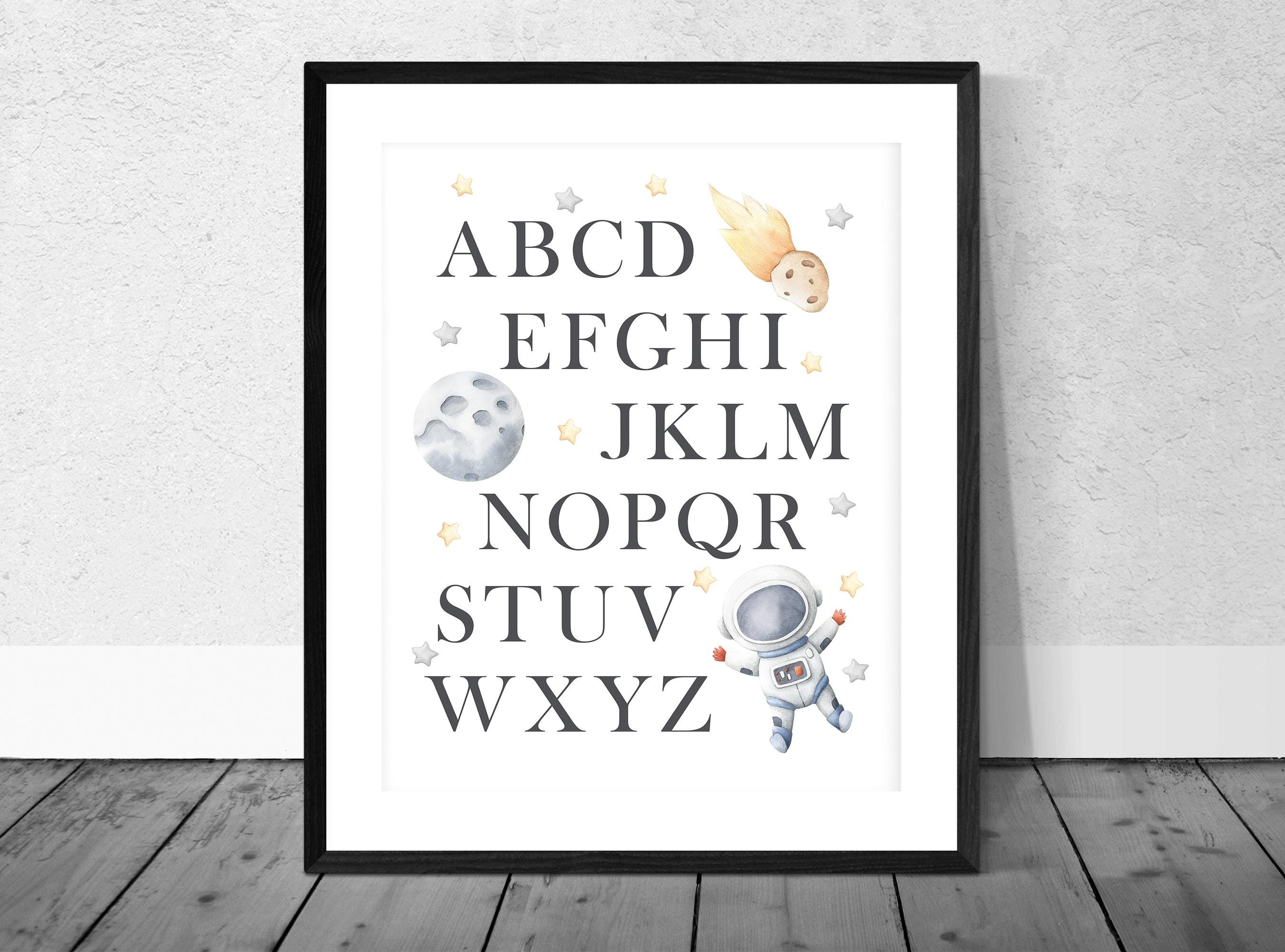 Outer Space Wall Decor, Alphabet Letters and Numbers Art, Boy Space ...
