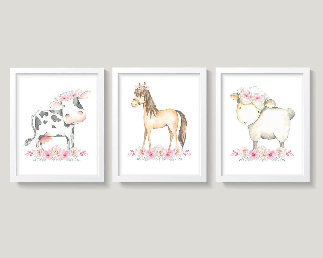 Boho Farm Animals Nursery Wall Decor Cow Horse Sheep Farm - Etsy