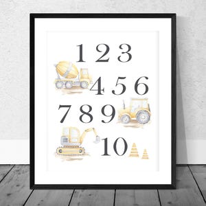 Construction Truck Alphabet Nursery Art, Trucks Numbers Nursery Wall ...