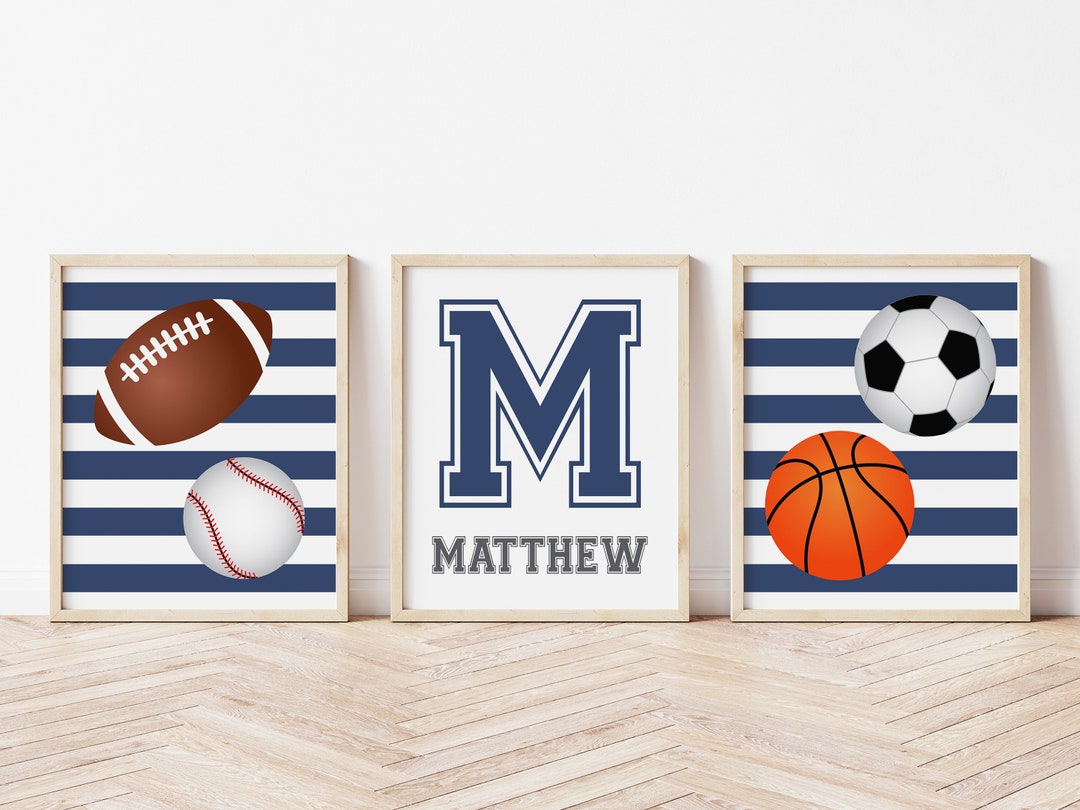 Sports Nursery Wall Decor, Sports Balls Wall Art, Boy Navy Blue Nursery ...