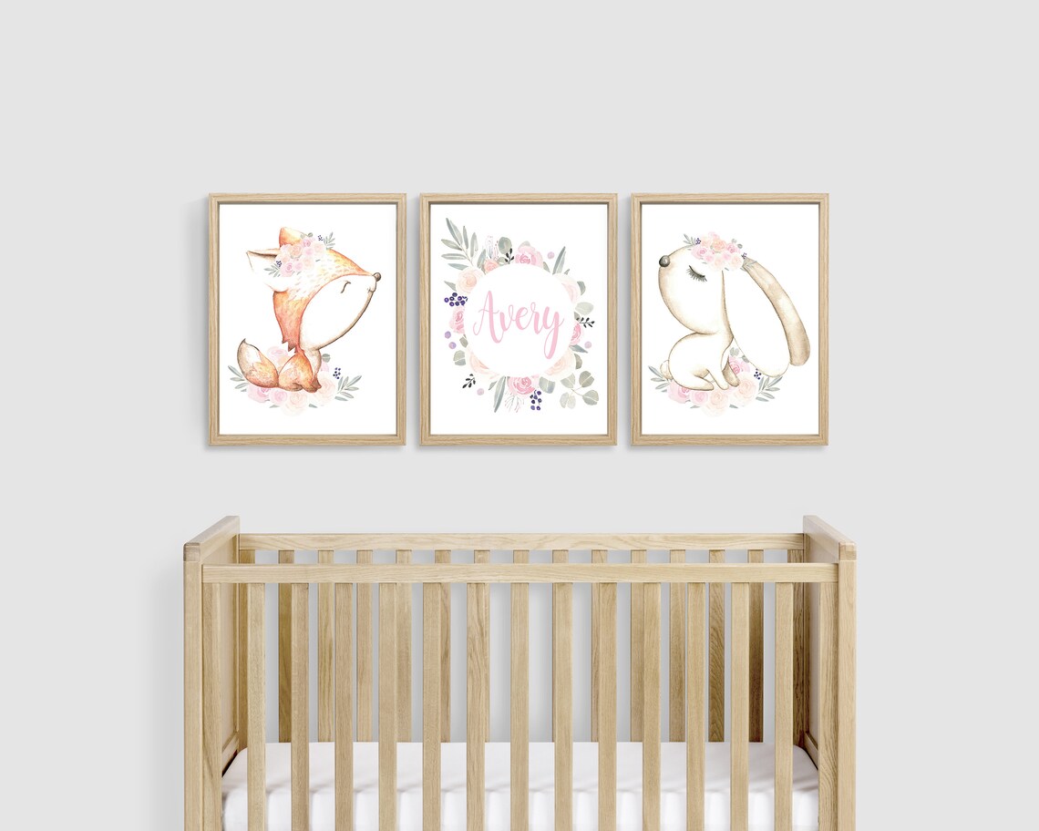 Boho Woodland Animals Nursery Wall Decor Fox Wall Art Bunny - Etsy