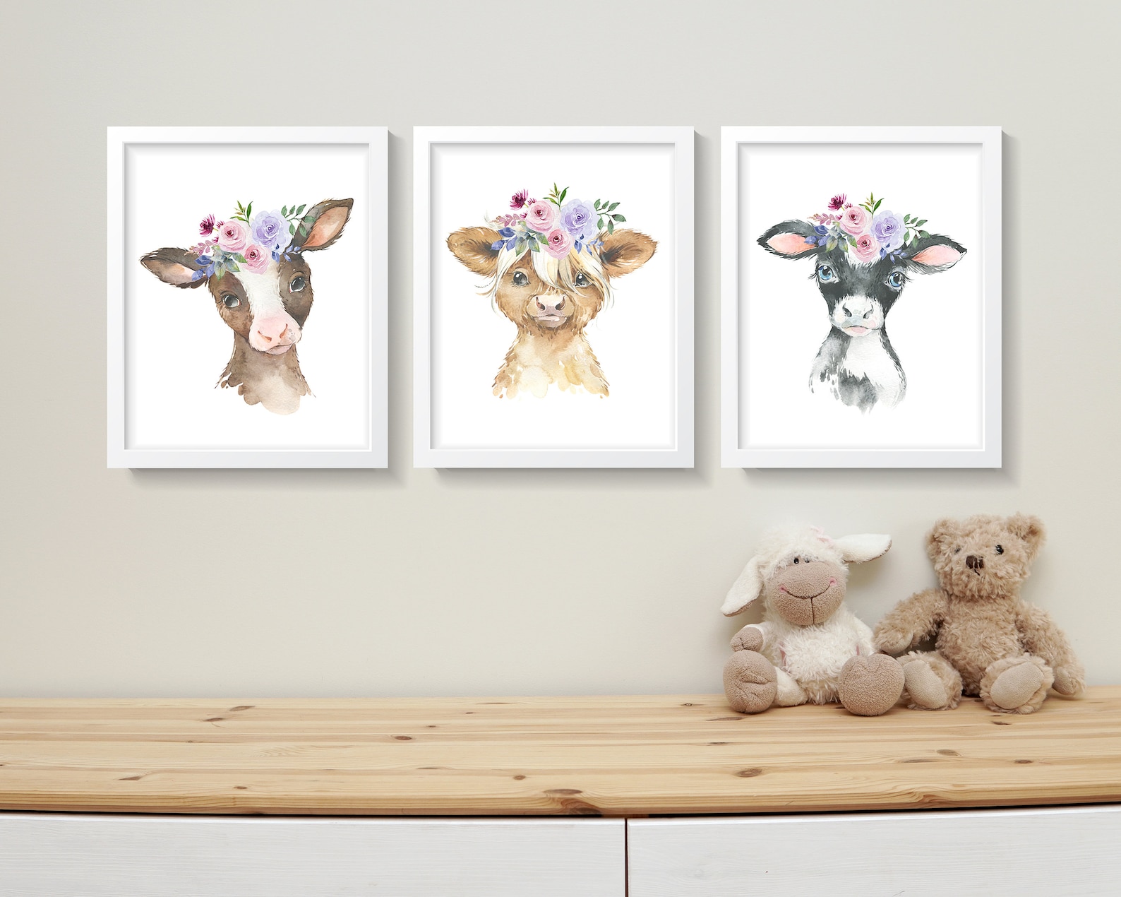 Cows Nursery Wall Decor Farm Animals Nursery Art Boho Cow | Etsy
