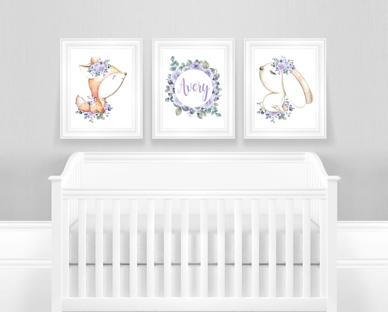 Boho Woodland Animals Nursery Wall Decor Fox Wall Art Bunny | Etsy
