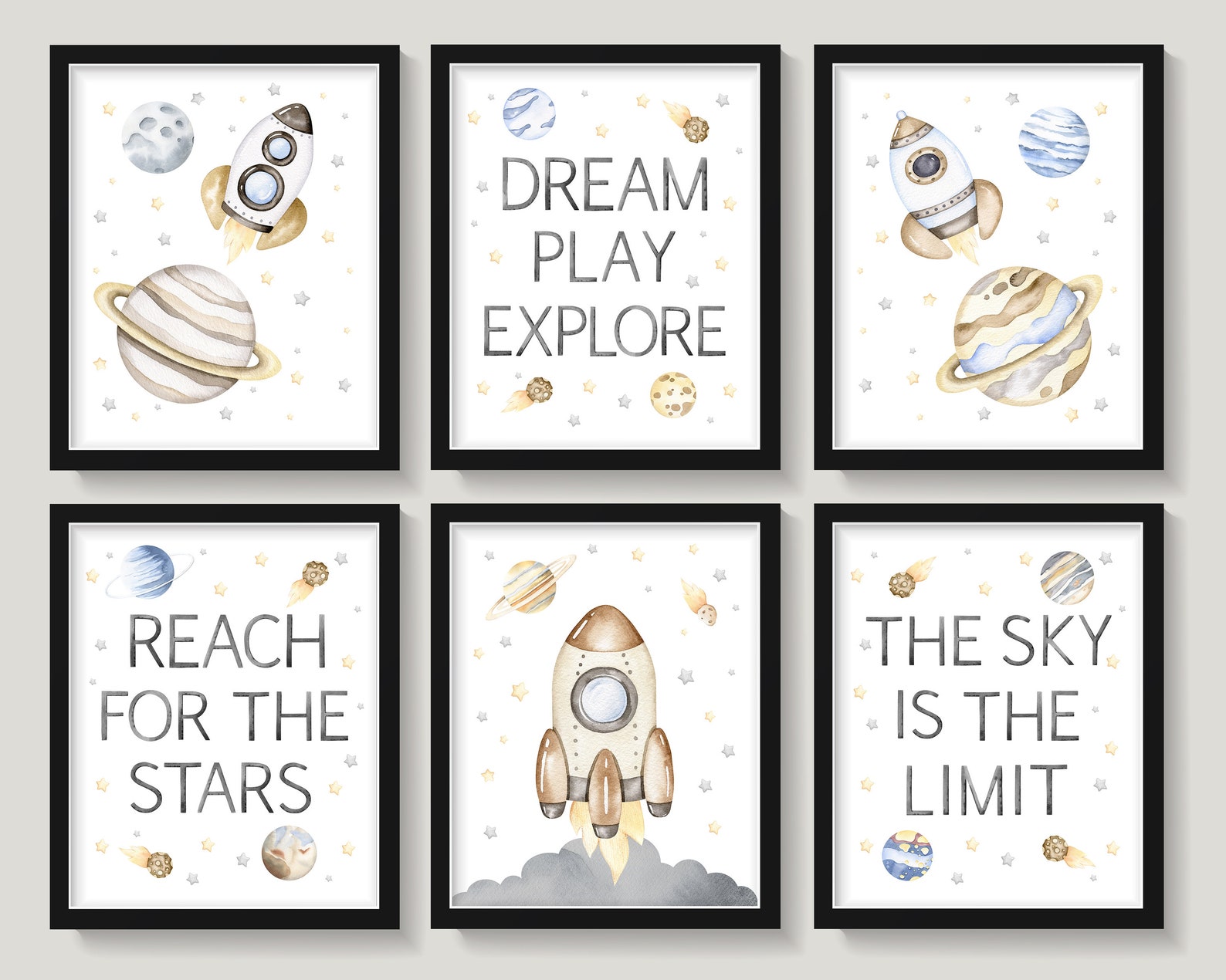 Outer Space Boy Room Decor, Rocket Planet, Neutral Nursery, Outer Space ...