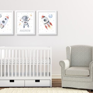 Outer Space Boy's Room Decor, Space Rockets Nursery Art, Outer Space ...
