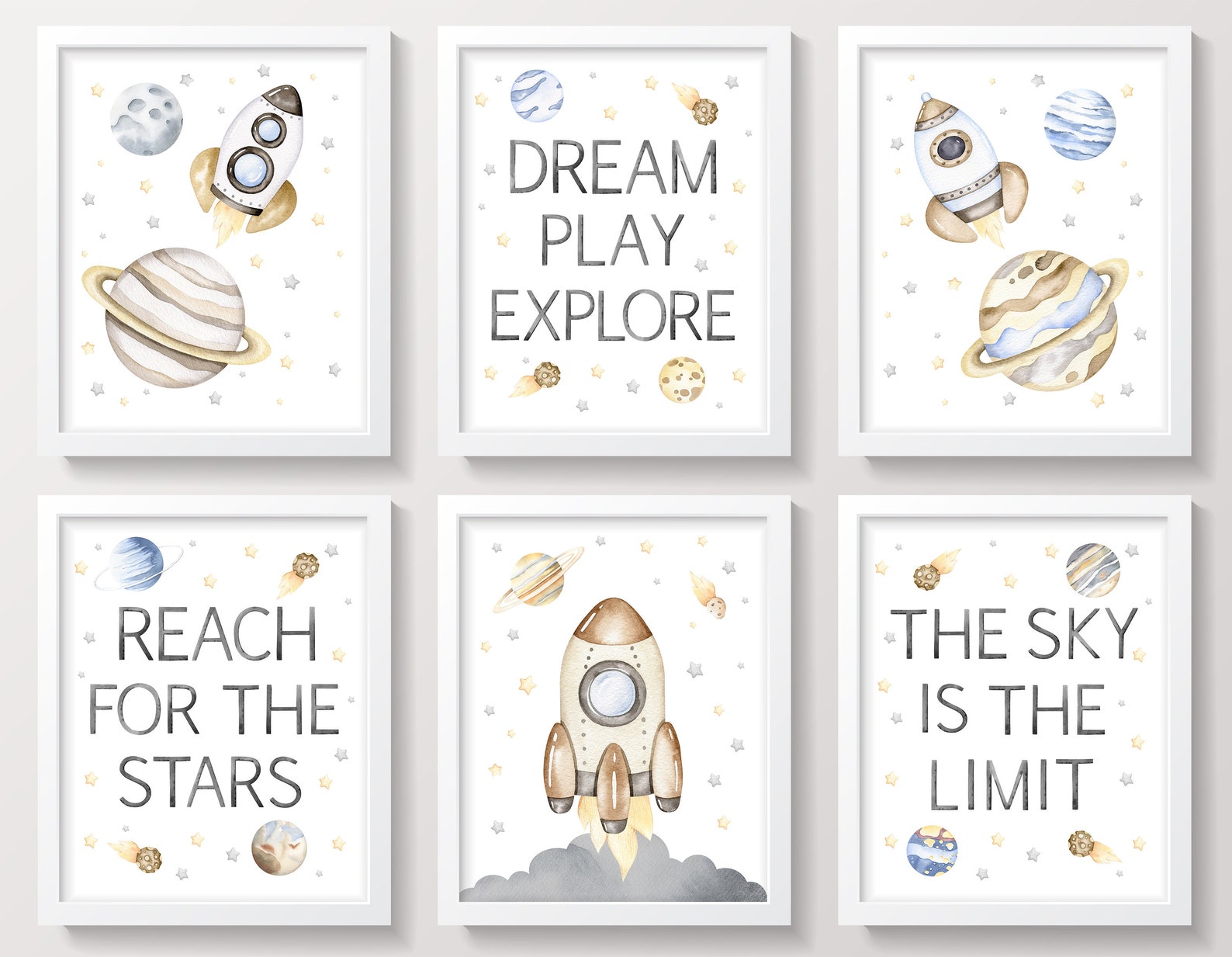 Outer Space Boy Room Decor, Rocket Planet, Neutral Nursery, Outer Space ...