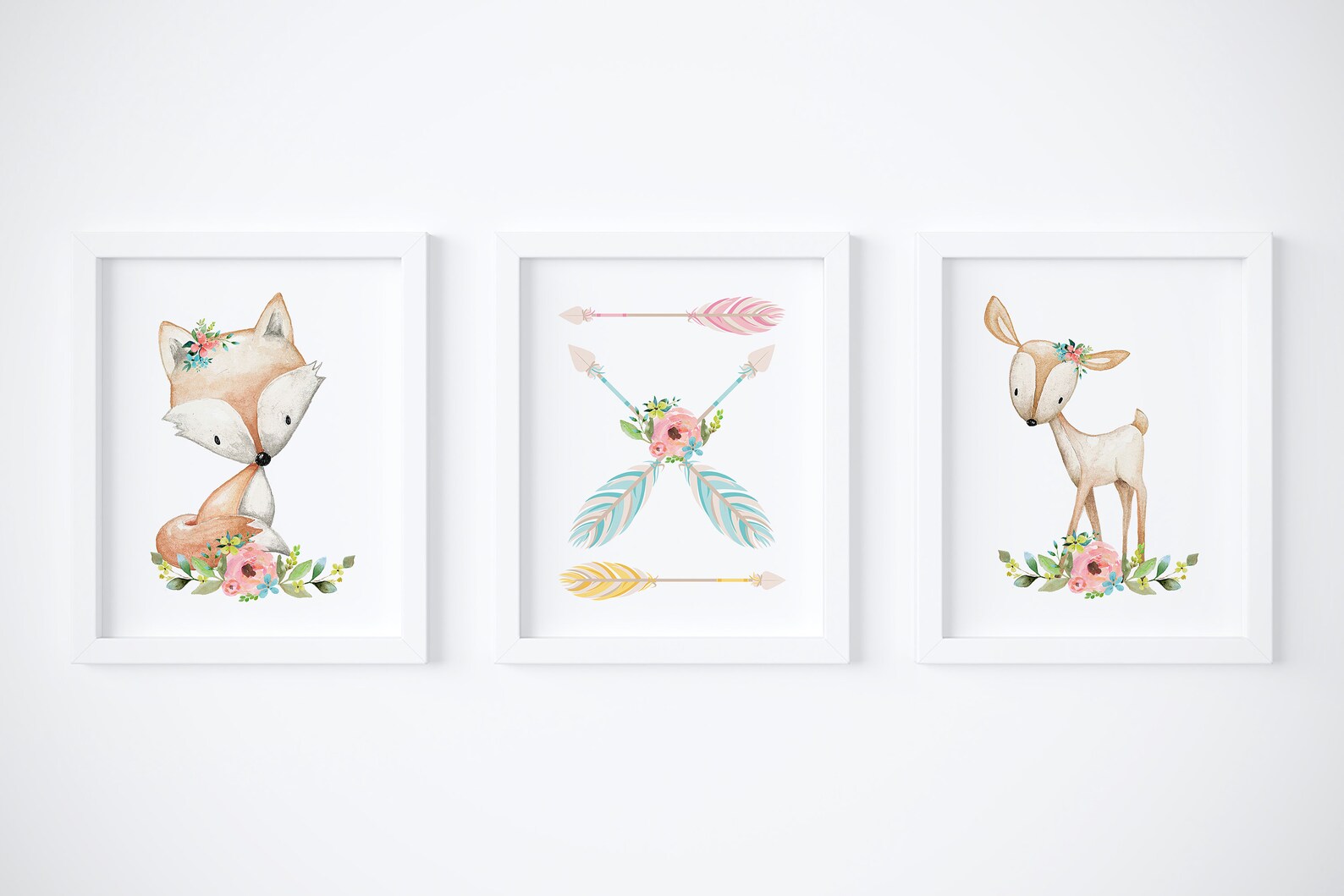 Boho Woodland Animal Nursery Wall Art Forest Animals Wall - Etsy