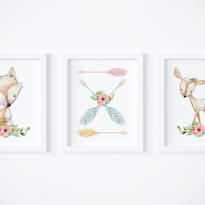 Boho Woodland Animal Nursery Wall Art, Forest Animals Wall Decor ...