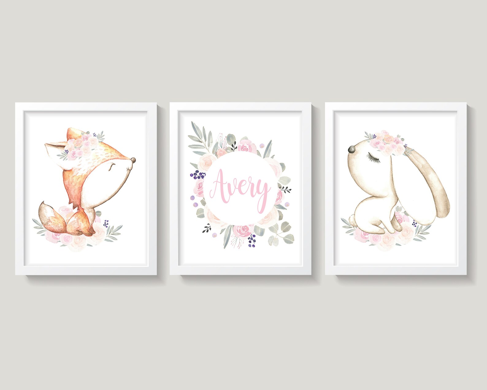 Boho Woodland Animals Nursery Wall Decor Fox Wall Art Bunny - Etsy