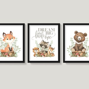 Woodland Animals Wall Decor, Forest Animals Nursery Art, Rustic Nursery ...
