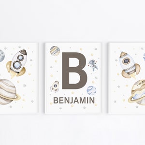 Outer Space Nursery Wall Decor, Space Rockets Art, Planets Astronauts ...