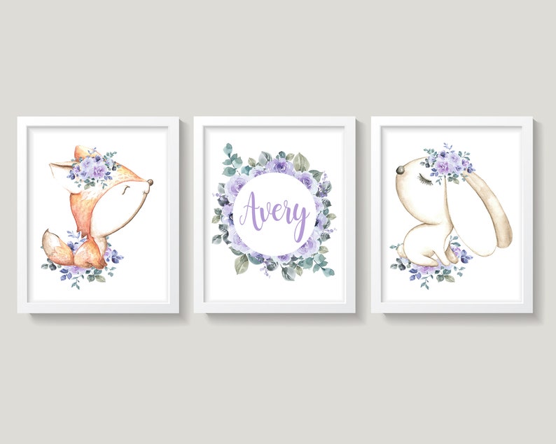 Boho Woodland Animals Nursery Wall Decor Fox Wall Art Bunny | Etsy