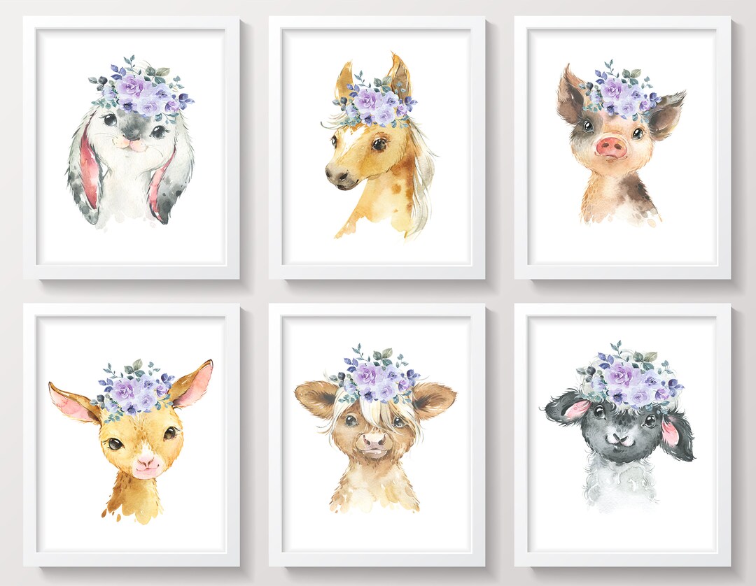 Farm Animals Nursery Wall Decor, Farm Animals Wall Art,baby Girl ...
