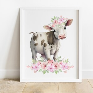Cow Nursery Art, Cow Nursery Wall Decor, Baby Girl Nursery Decor, Pink ...