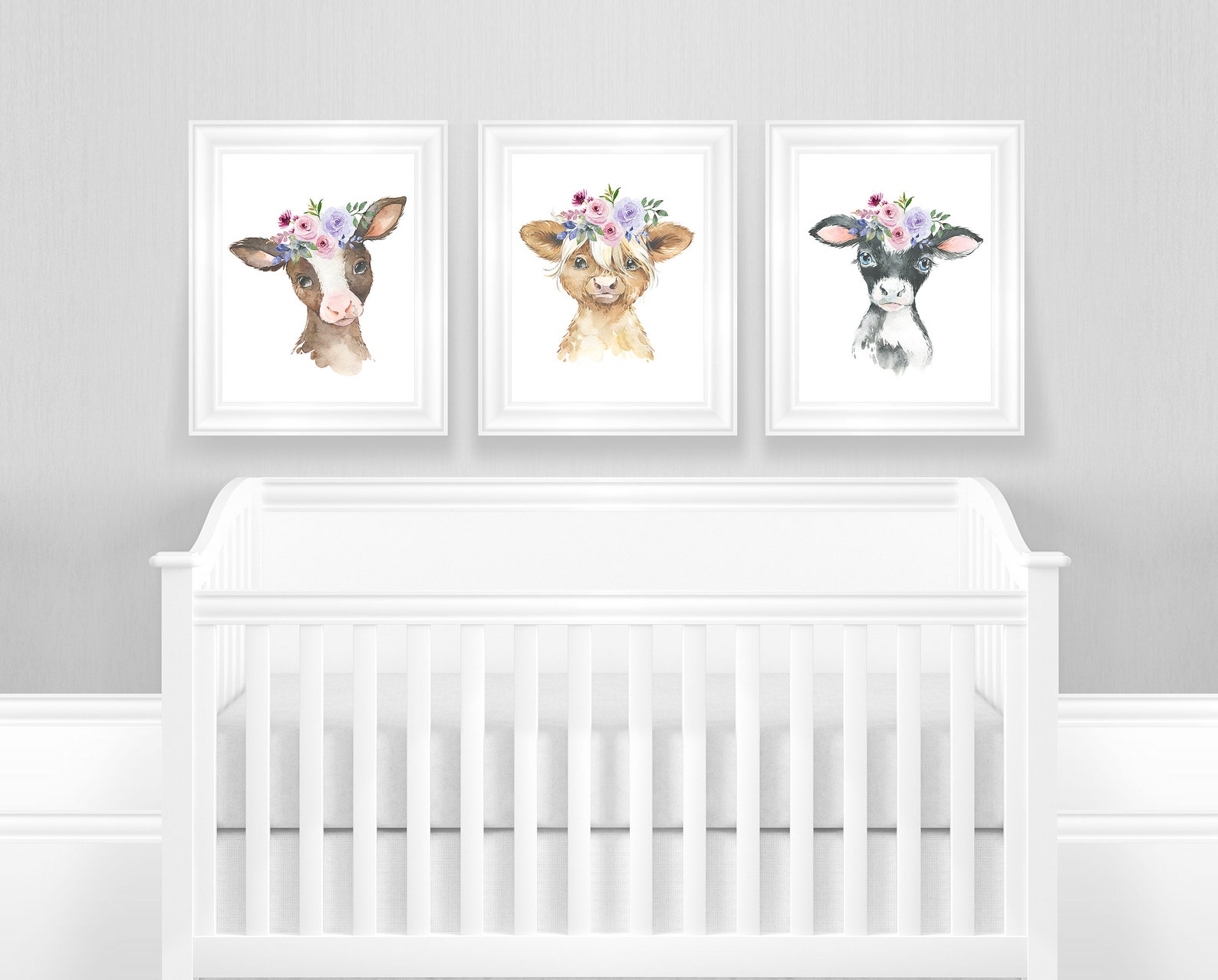 Cows Nursery Wall Decor Farm Animals Nursery Art Boho Cow | Etsy