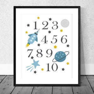 Outer Space Wall Decor, Alphabet Letters and Numbers Art, Boy Space ...
