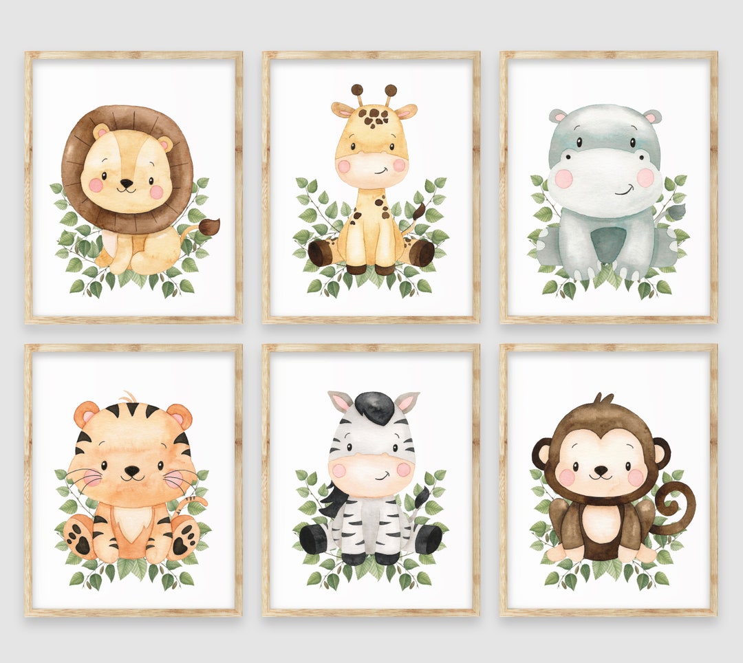 Safari Jungle Animals Nursery Wall Decor, Baby Boy Nursery Wall Decor ...
