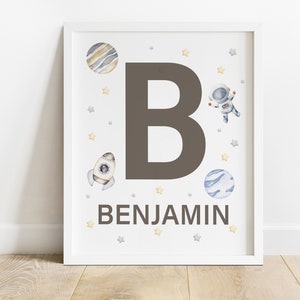 Outer Space Nursery Wall Decor, Space Rockets Art, Planets Astronauts ...