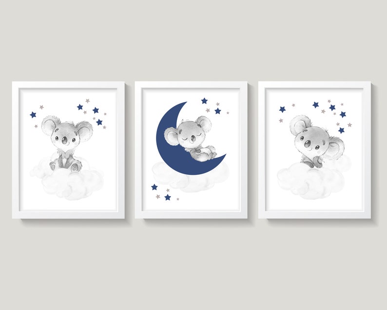 Koala Nursery Wall Decor Navy Blue and Gray Nursery Decor - Etsy