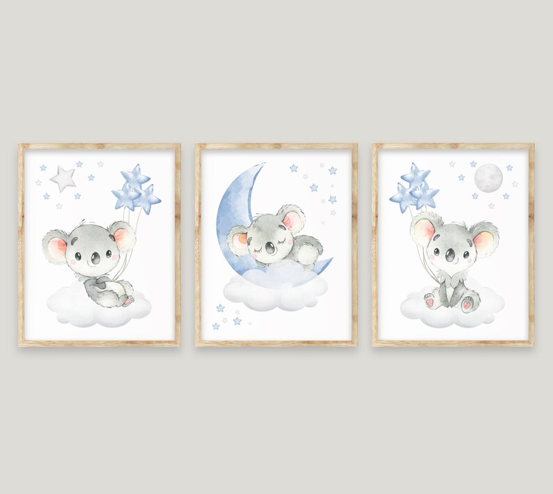 Koala Nursery Wall Decor Koala Bear Nursery Art Navy Blue | Etsy