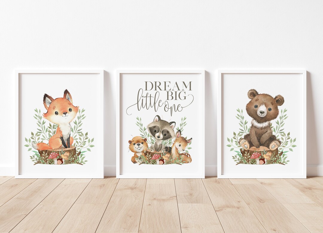 Woodland Animals Wall Decor, Forest Animals Nursery Art, Rustic Nursery ...
