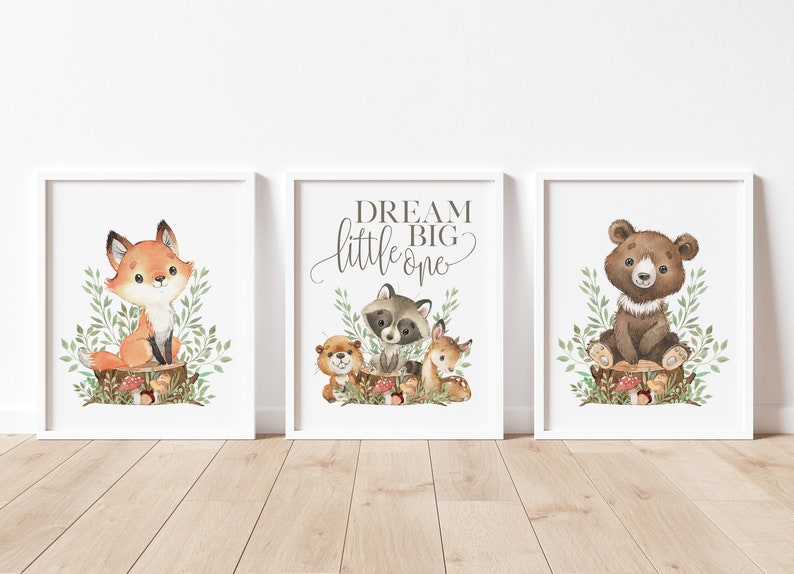Woodland Animals Wall Decor, Forest Animals Nursery Art, Rustic Nursery ...