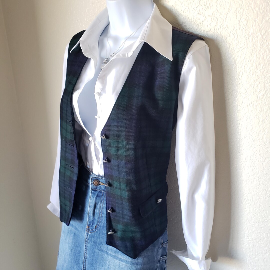 Great Britain Vintage Checker Wool Vest - Etsy