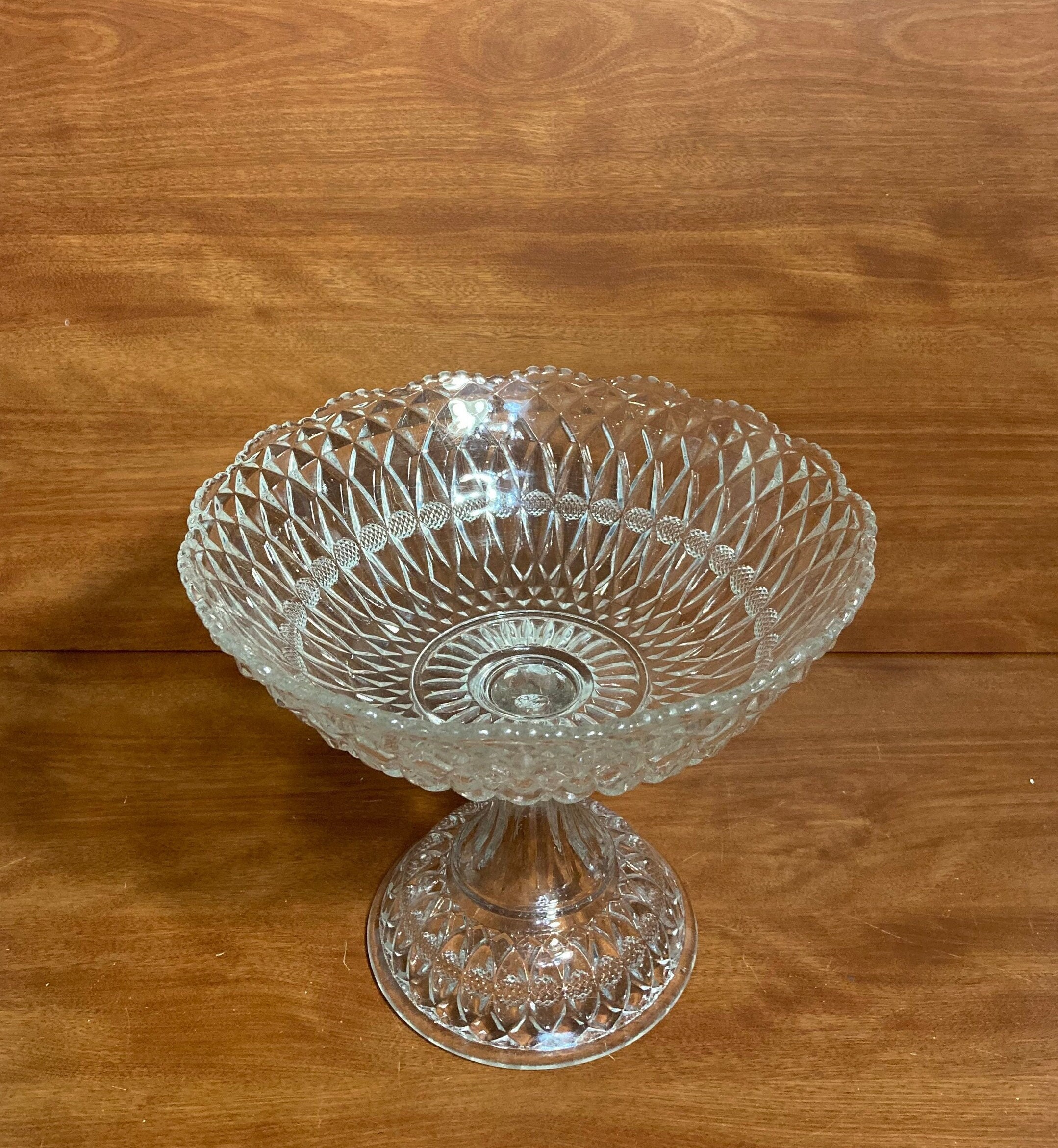Large Antique 19th Century American Flint Pressed Glass Pedestal ...