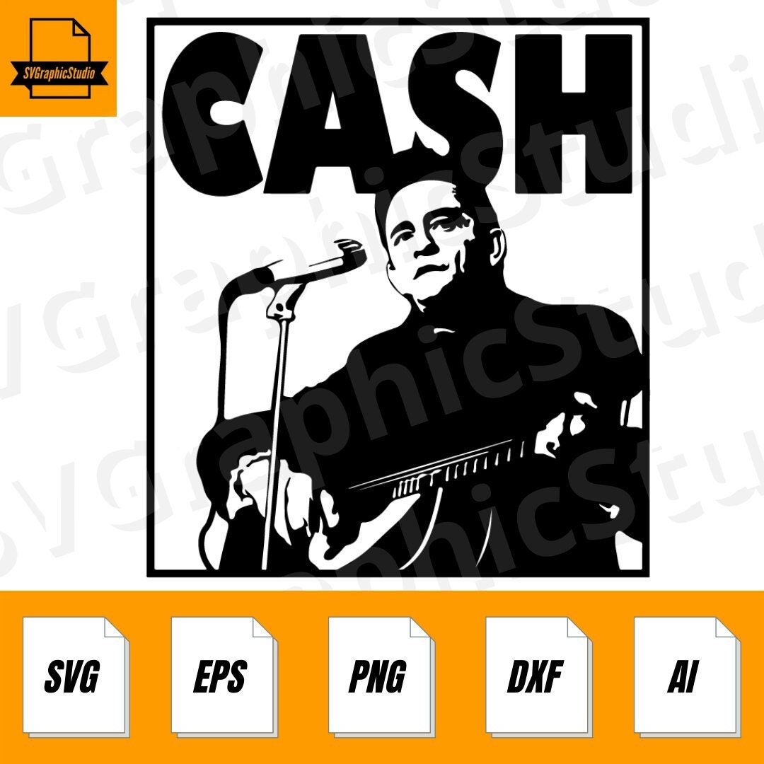 Drawing & Illustration Johnny Cash Digital Download PNG & SVG Art ...
