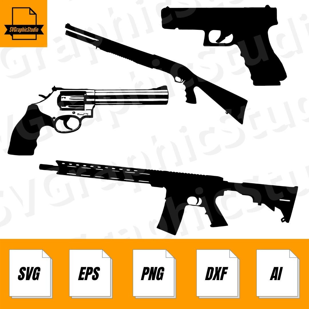 Gun Bundle SVG File, Gun Clipart, Revolver SVG, SVG File, Cricut Cut ...