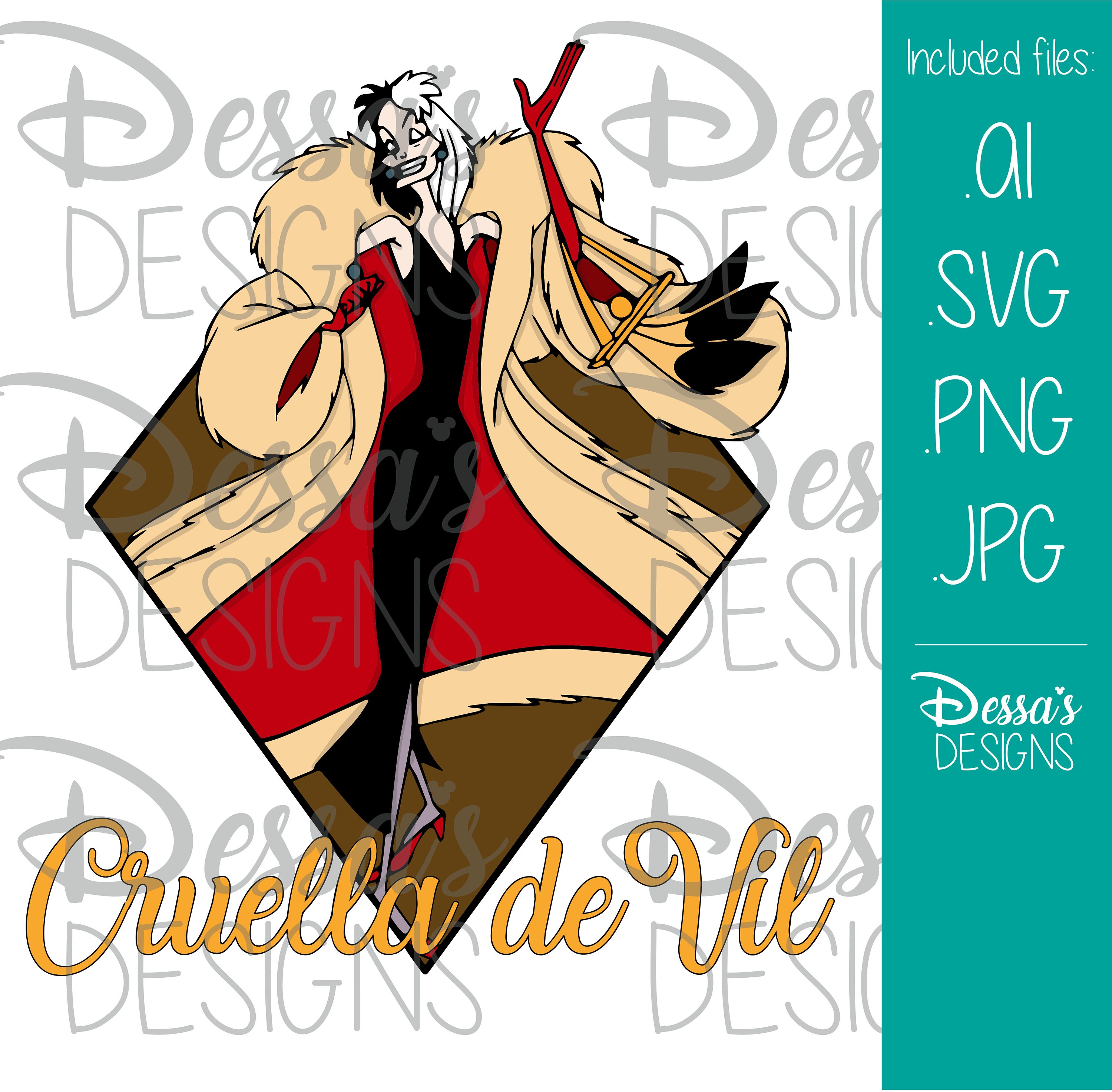 Villain Cruella Sublimation and Vector Design - Etsy