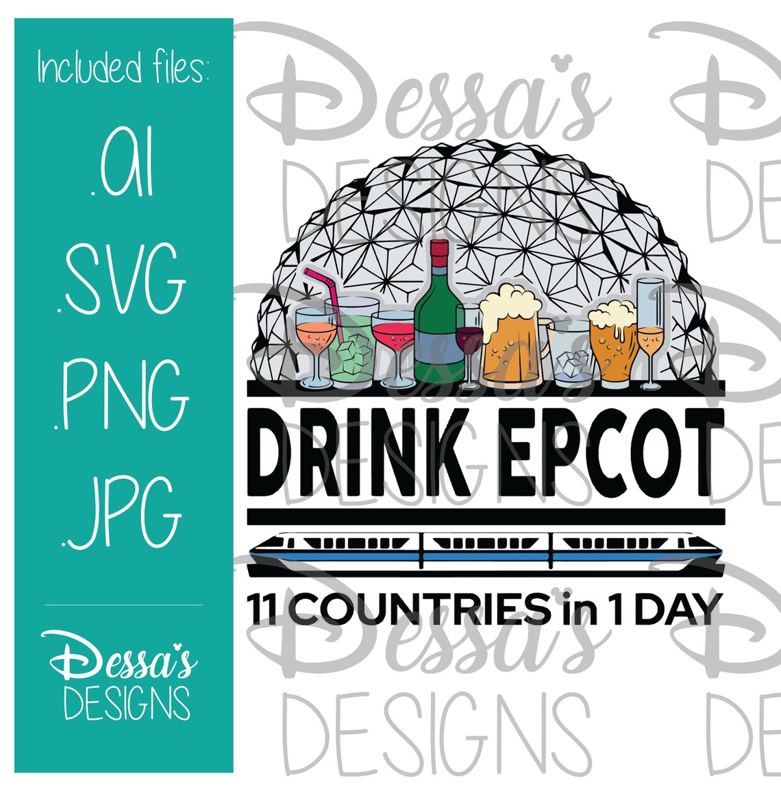 Drink Epcot Vector and Sublimation Design - Etsy