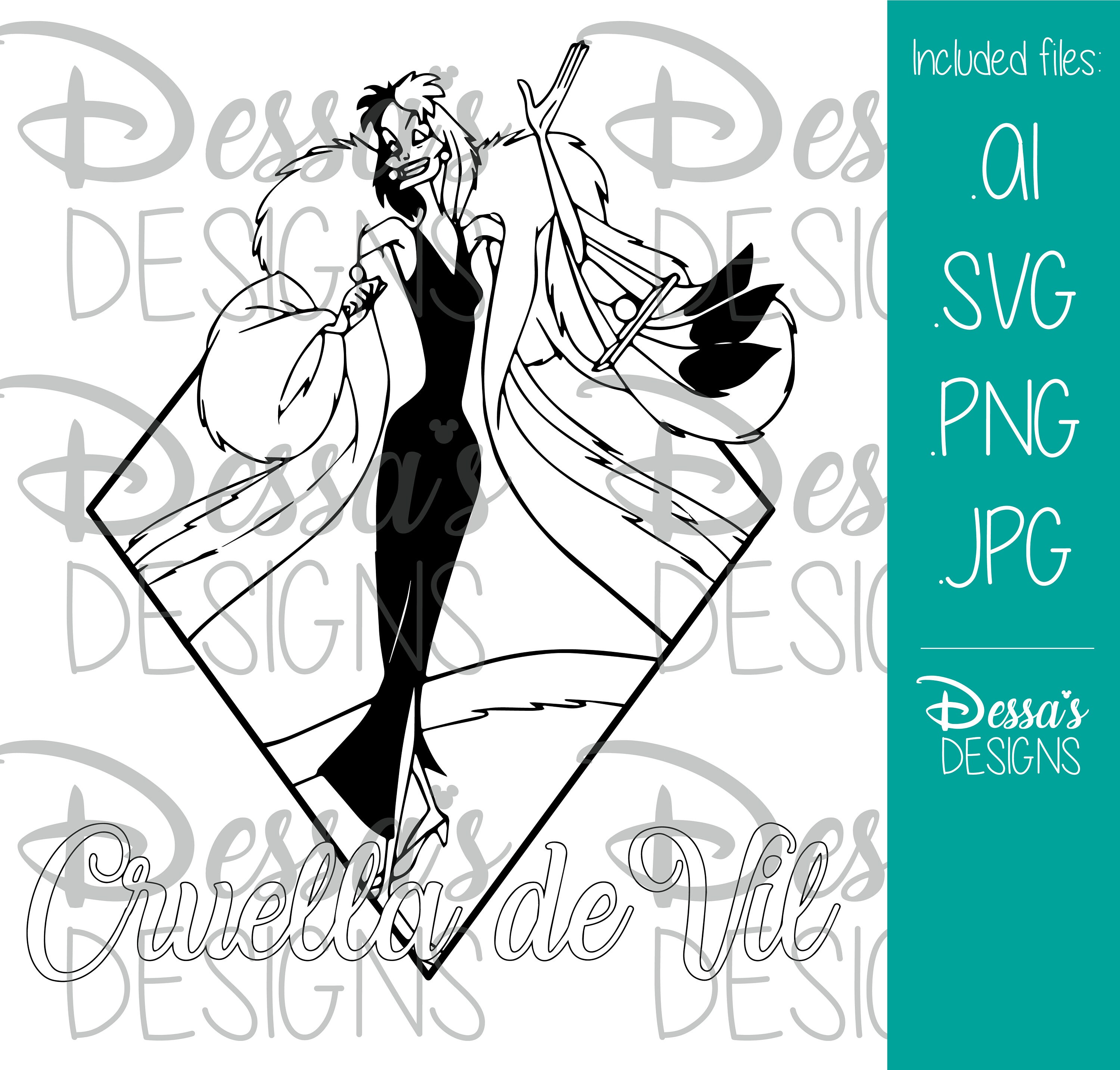 Villain Cruella Sublimation and Vector Design - Etsy